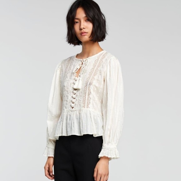 Zara | Tops | Zara Embroidered Blouse | Poshmark